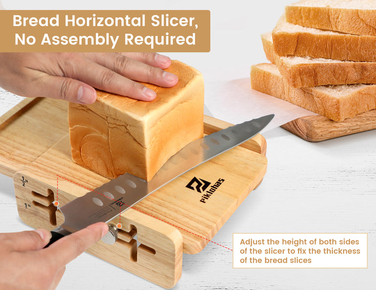 Piklohas Manual Bread Slicer for Homemade Bread, Patented Adjustable ...