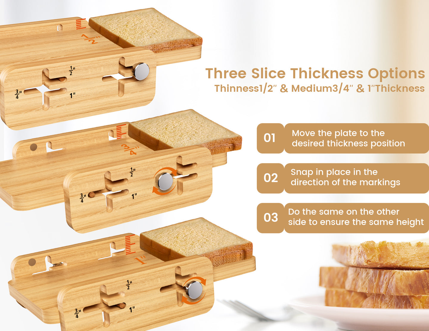 Piklohas Manual Bread Slicer for Homemade Bread, Patented Adjustable ...
